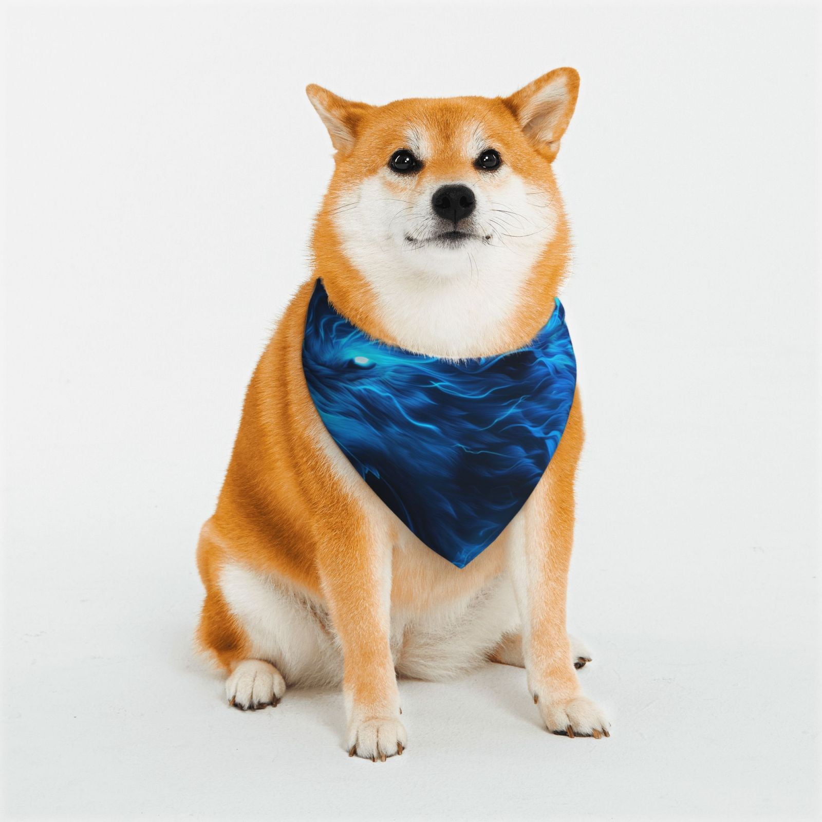 KLL Ice Blue Fire Wolf Dog Bandanas,Triangle Reversible Pet Scarf for ...