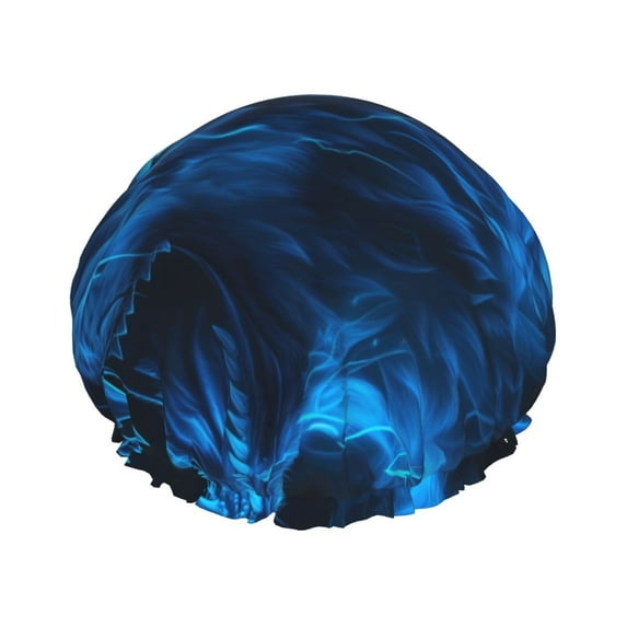 KLL Ice Blue Fire Wolf Pattern Shower Cap & Bath Cap for Women ...