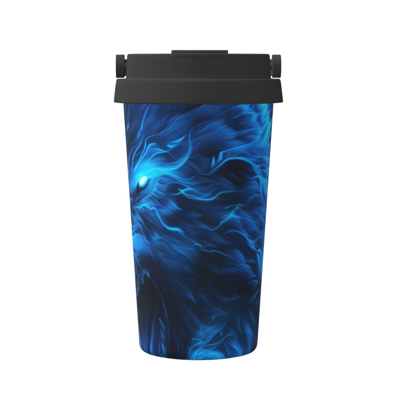 KLL Ice Blue Fire Wolf Pattern Stainless Steel Vacuum Insulated Tumbler ...