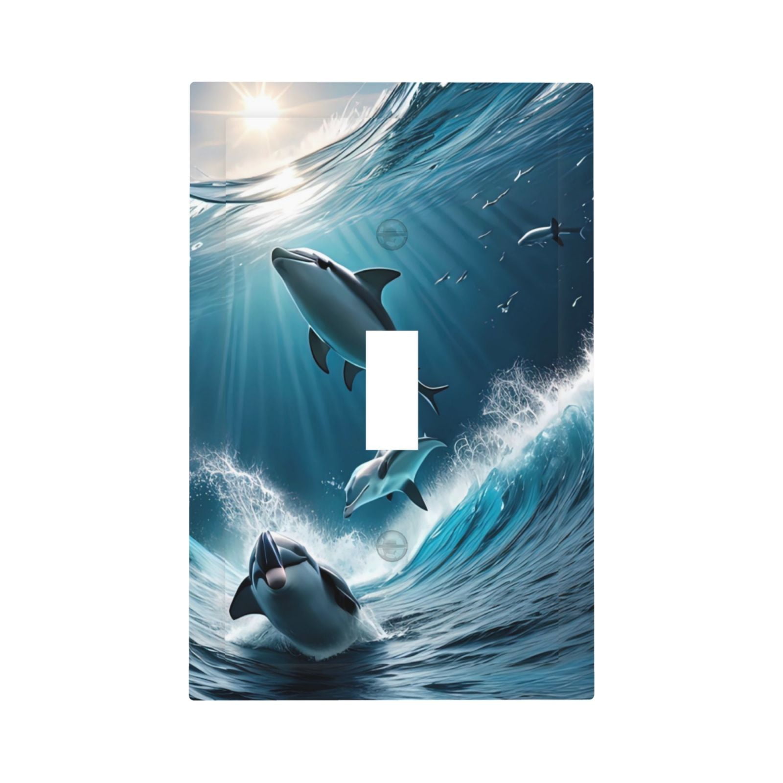 KLL Ice Blue Ocean Cute Dolphin A Pattern Electrical Outlet Covers, 3 ...