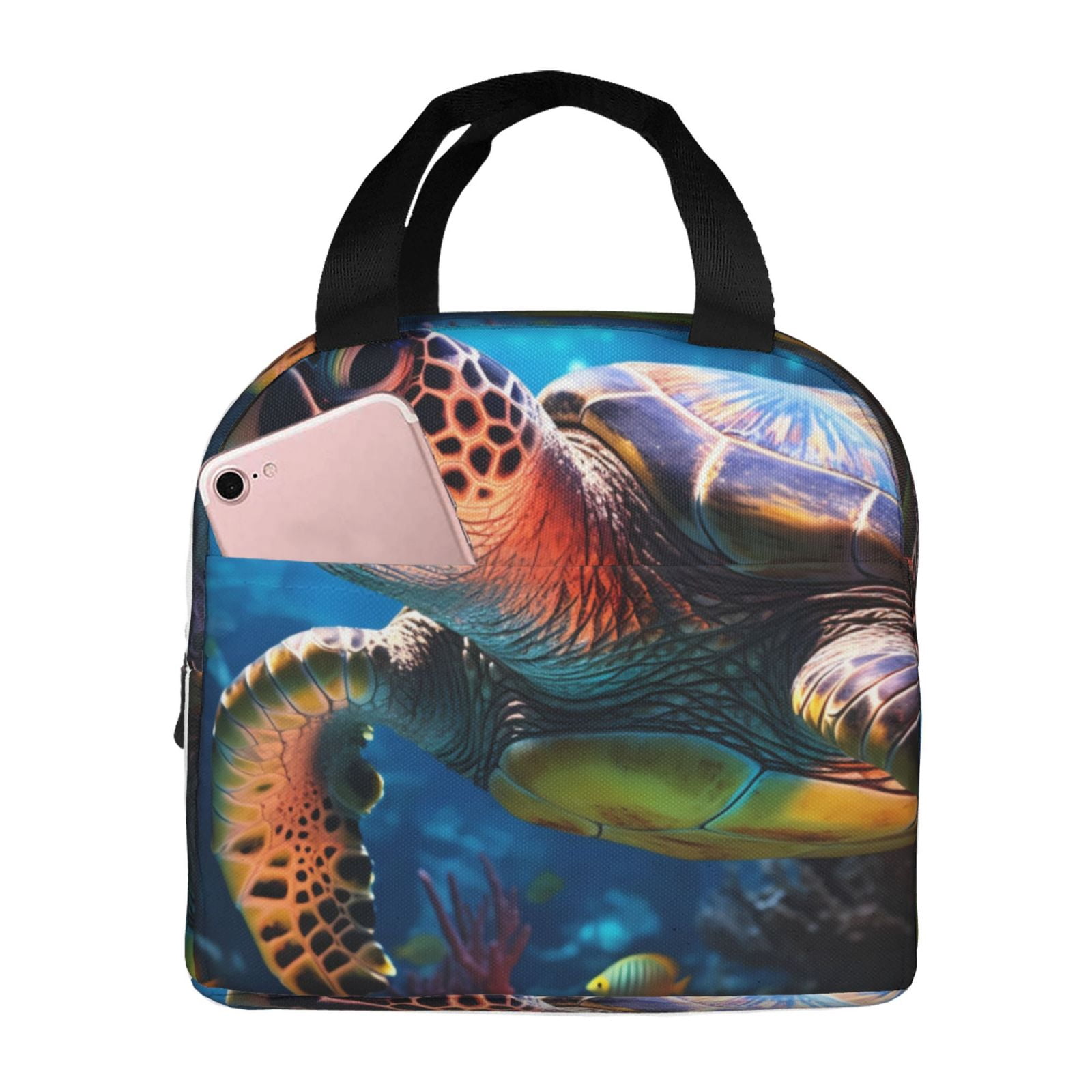 KLL Ice Blue Ocean Sea Turtle Print Insulated Lunch Bag Women, Reusable ...