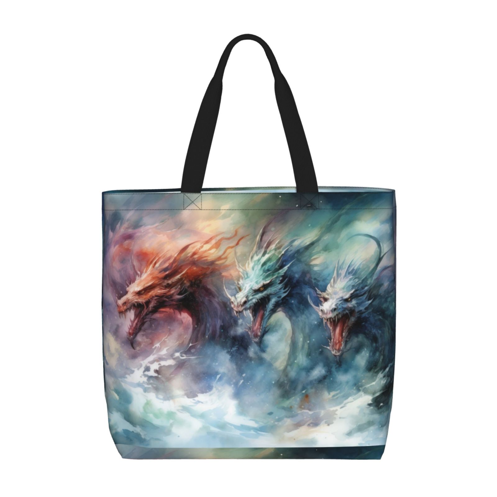 KLL Ink Style Wave Dragon Pattern Aesthetic Tote Bag for Women Beach ...