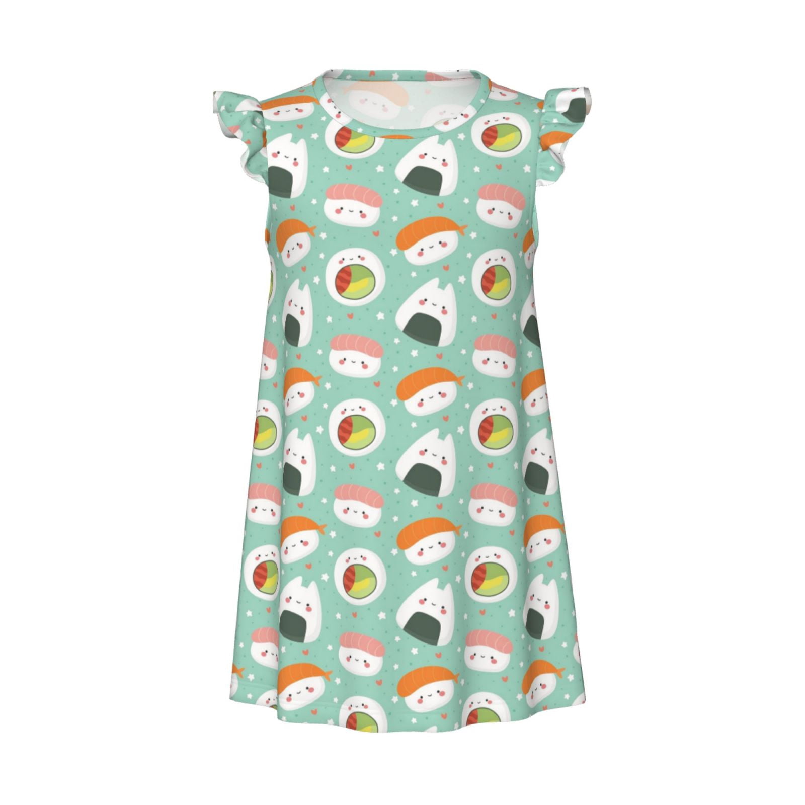 KLL Kawaii Sushi Print Girls Nightgowns Pajamas for Girl Sleepwear ...