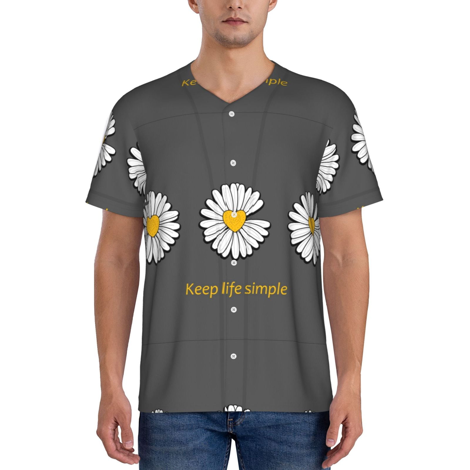 KLL Keep Life Simple Daisy Flower for Men's Baseball Shirts,Short ...
