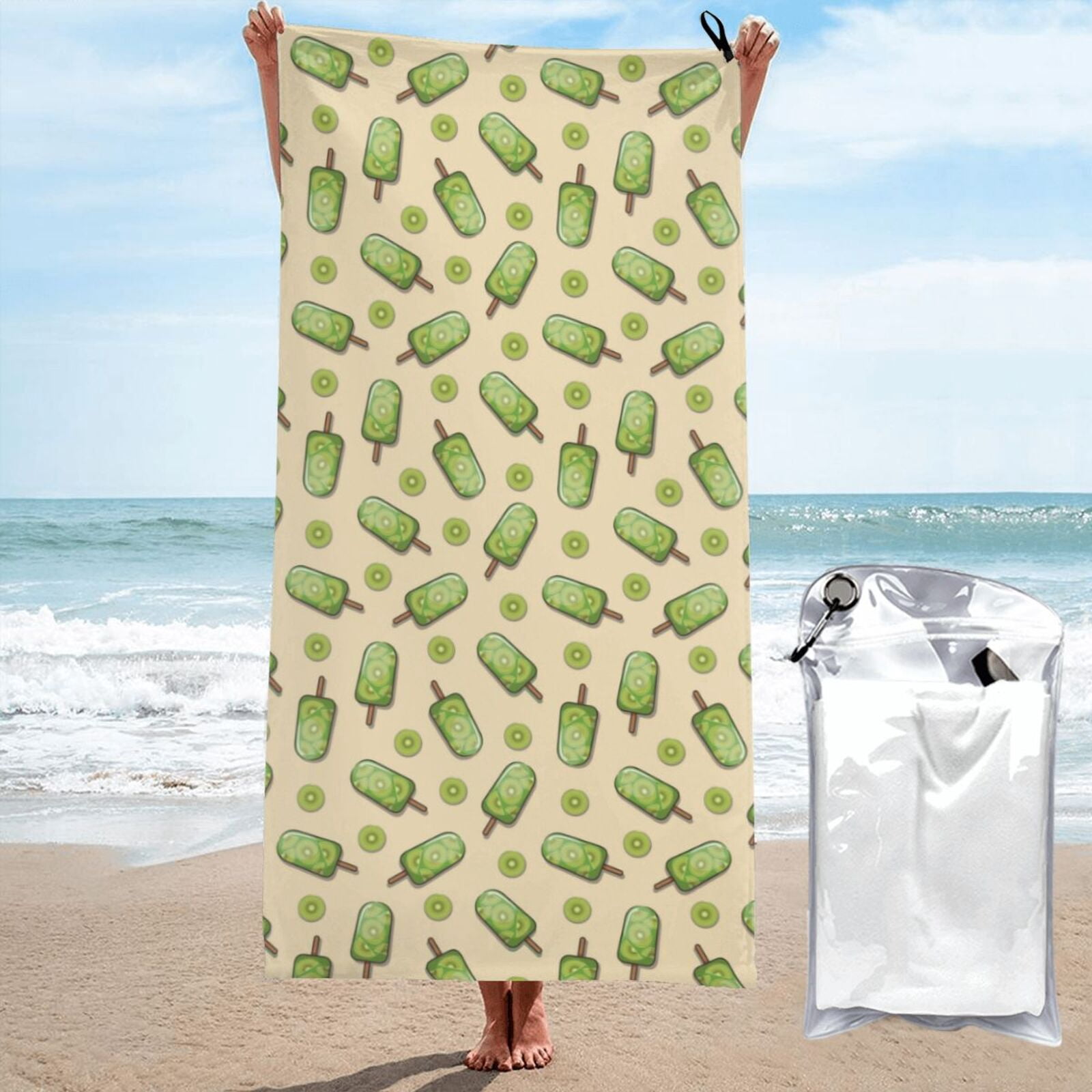 KLL Kiwi Ice Cream Microfiber Beach Towel Fast Drying,Extra Large 27.5 ...