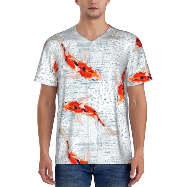 KLL Koi Fish Corals,Spring Summer for Men's Baseball Shirts,Short ...