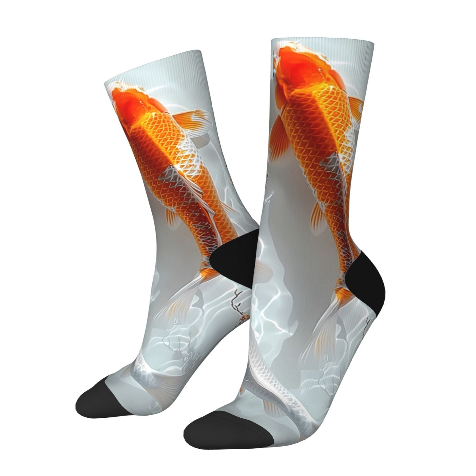 KLL Koi Fish Water Print Cool Socks Men's Women's Crew Socks Funny ...