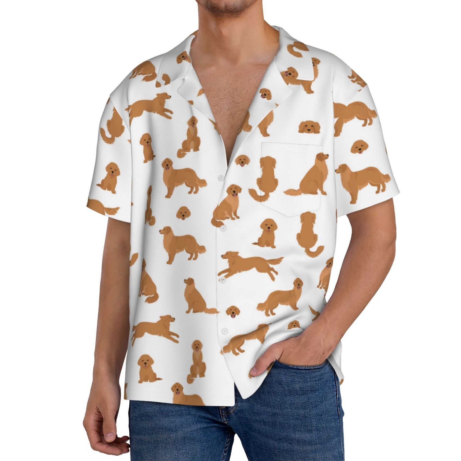 KLL Labrador Retriever Dog Print Men's Shirt Short Sleeve Button Down ...