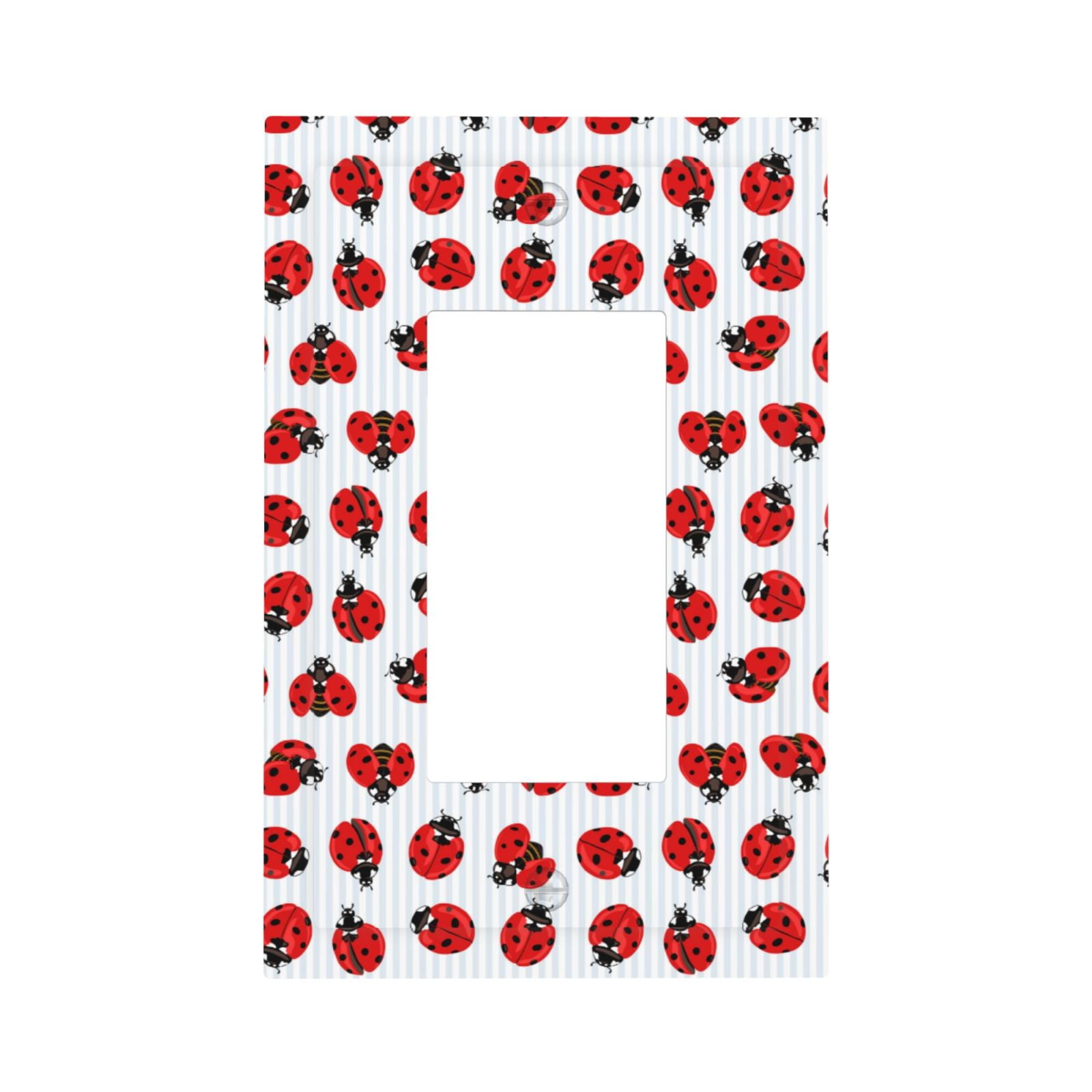 KLL Ladybug On Blue Stripes Pattern Electrical Outlet Covers, 3" x 5" 1 ...