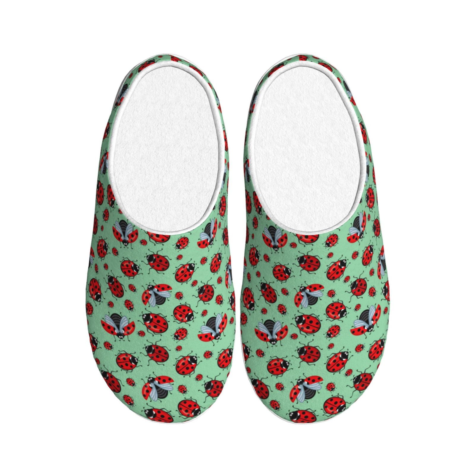 KLL Ladybugs 3 Pattern Adult Unisex Cozy Slippers,Fuzzy Slip-on ...