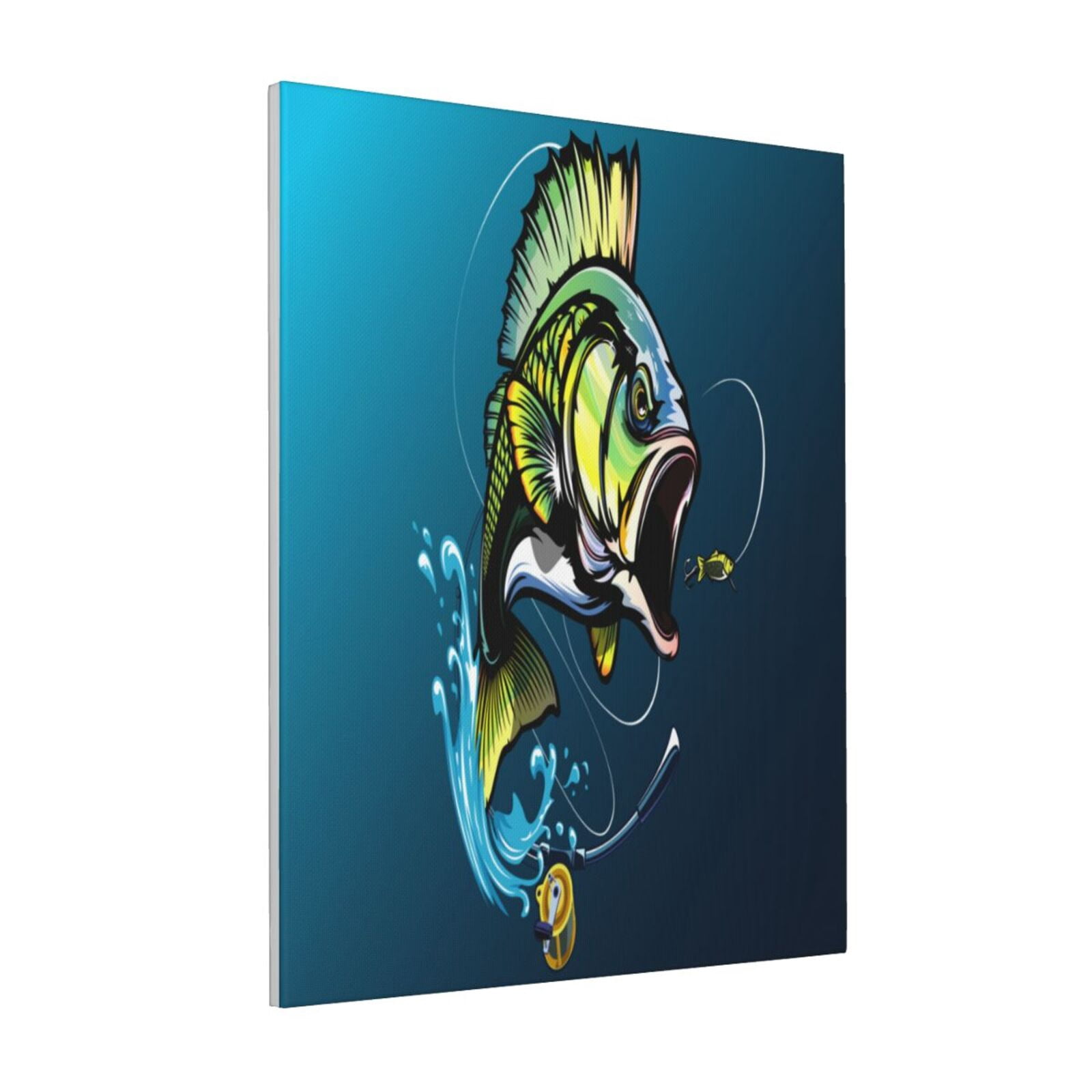 KLL Largemouth Bass Fish Print Canvas Wall Art, Canvas Painting Prints ...