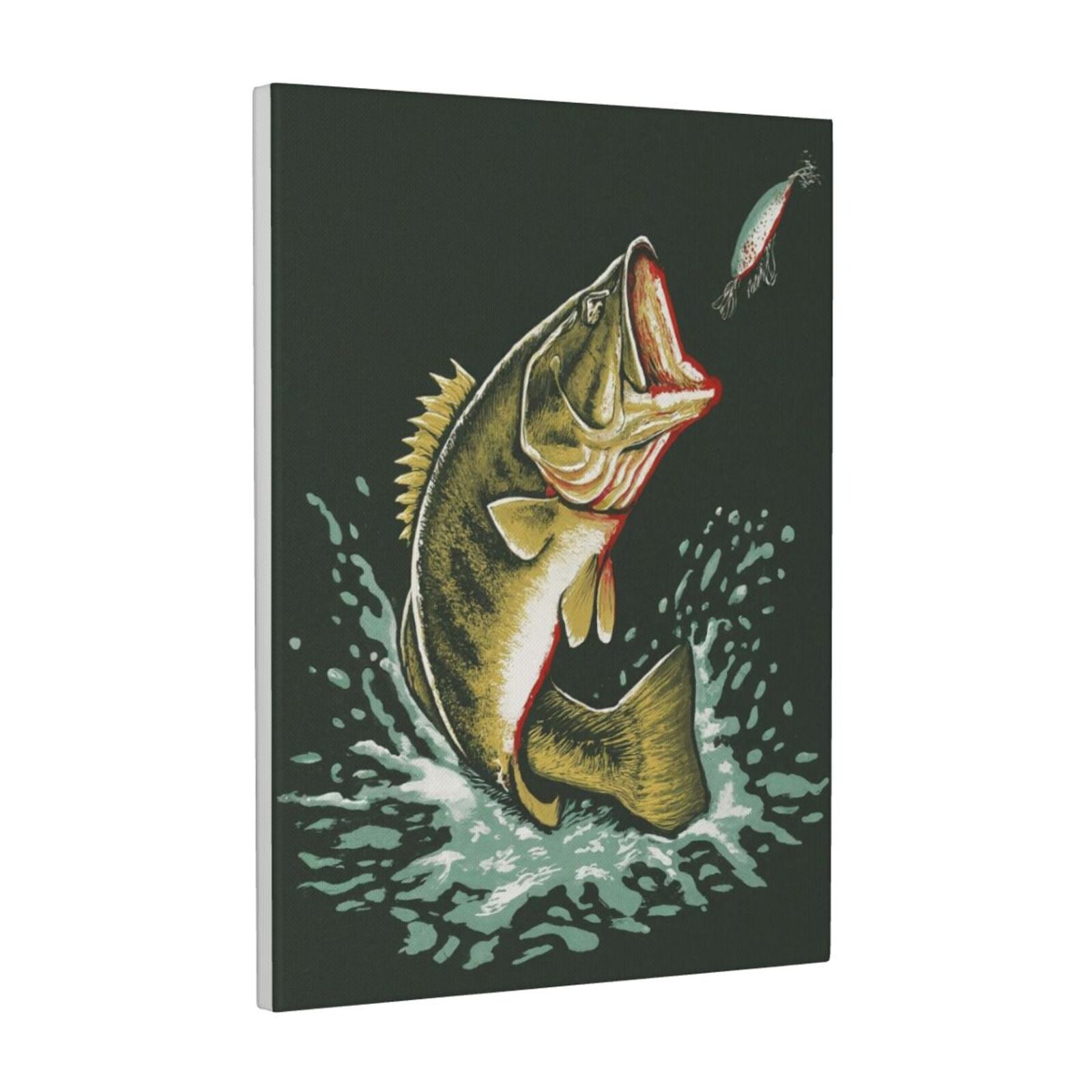KLL Largemouth Bass jumps out of water Print Farmhouse Canvas Wall Art ...