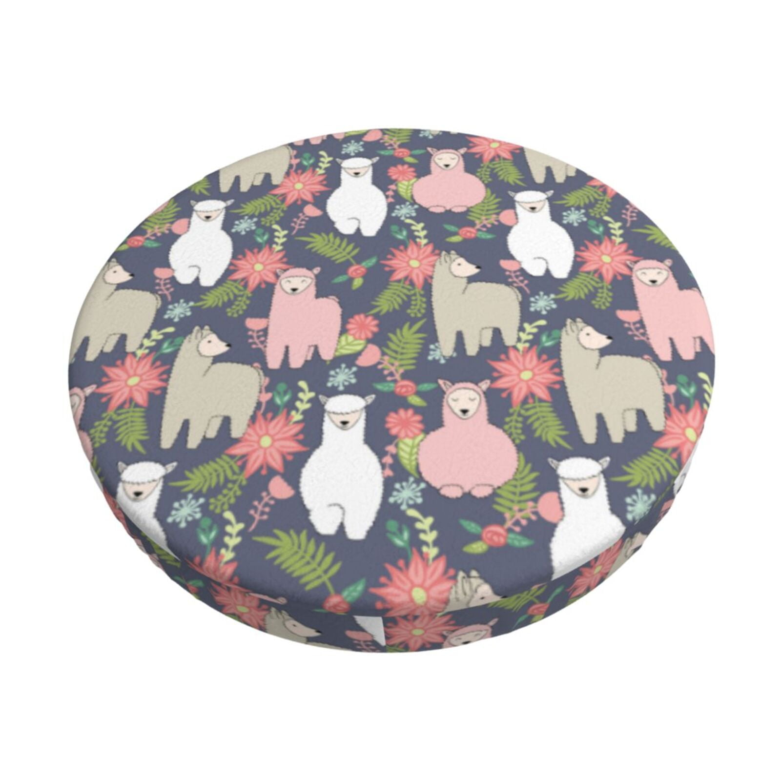 KLL Llamas Round Bar Chair Cushion Cover 13 inch ,Bar Stool Protector ...