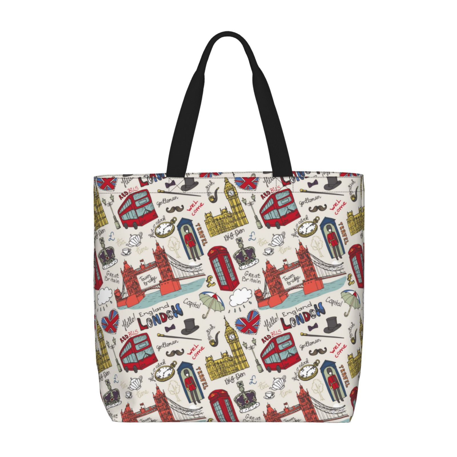 KLL London Landmark1 Pattern Aesthetic Tote Bag for Women Beach Bag ...