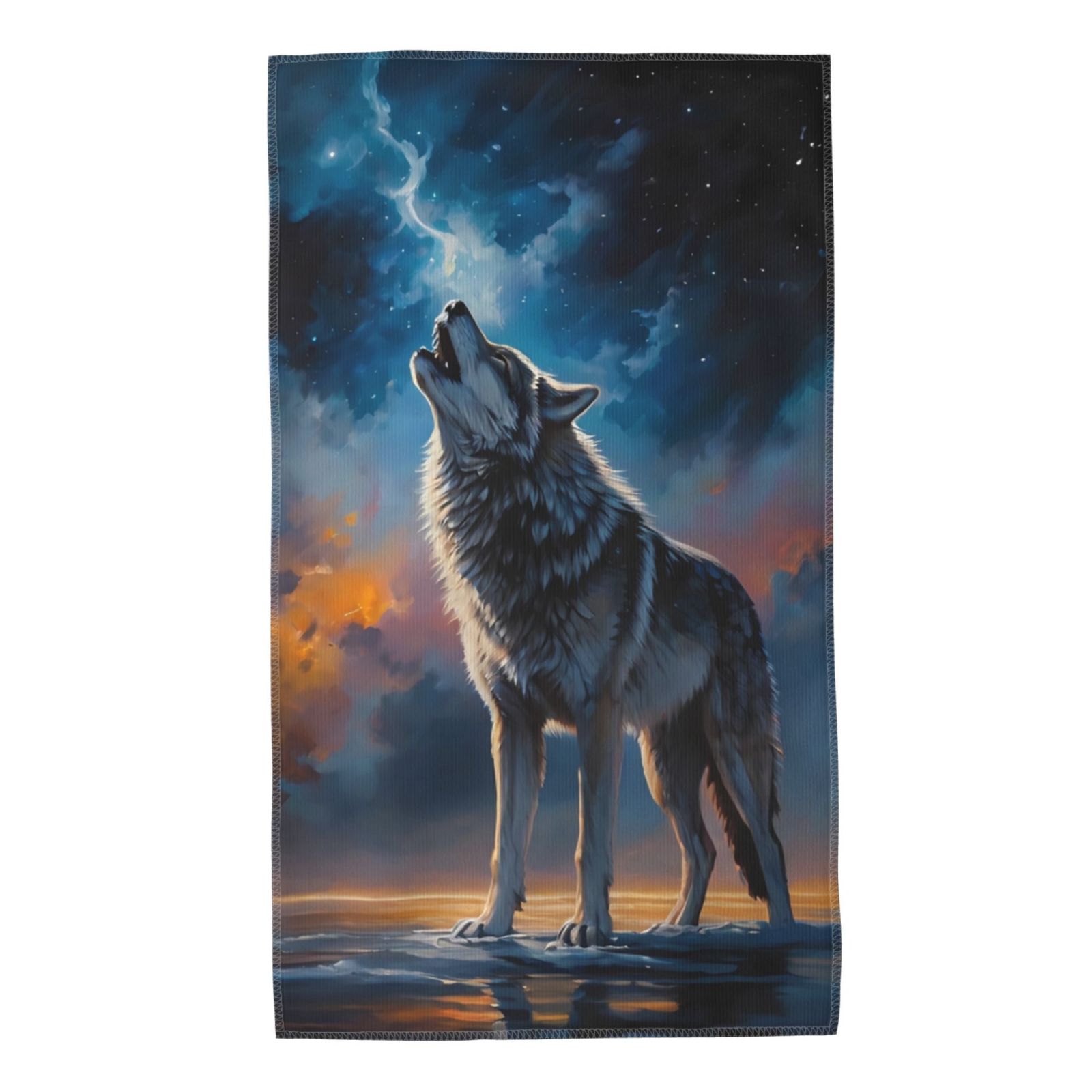 KLL Lonely Night Sky Wolf Ultra Absorbent & Soft Hand Towels for Bath ...