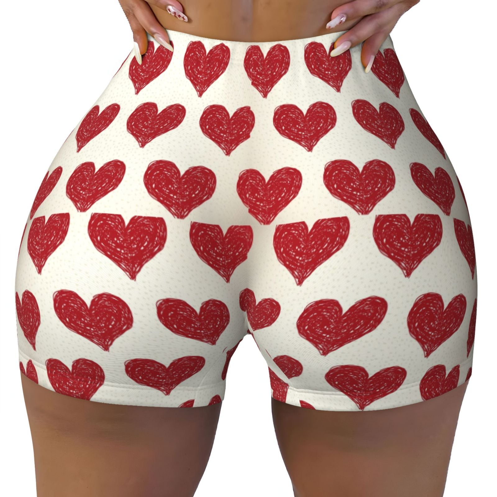 KLL Love Pattern Workout Shorts for Women Scrunch Short Gym Yoga ...