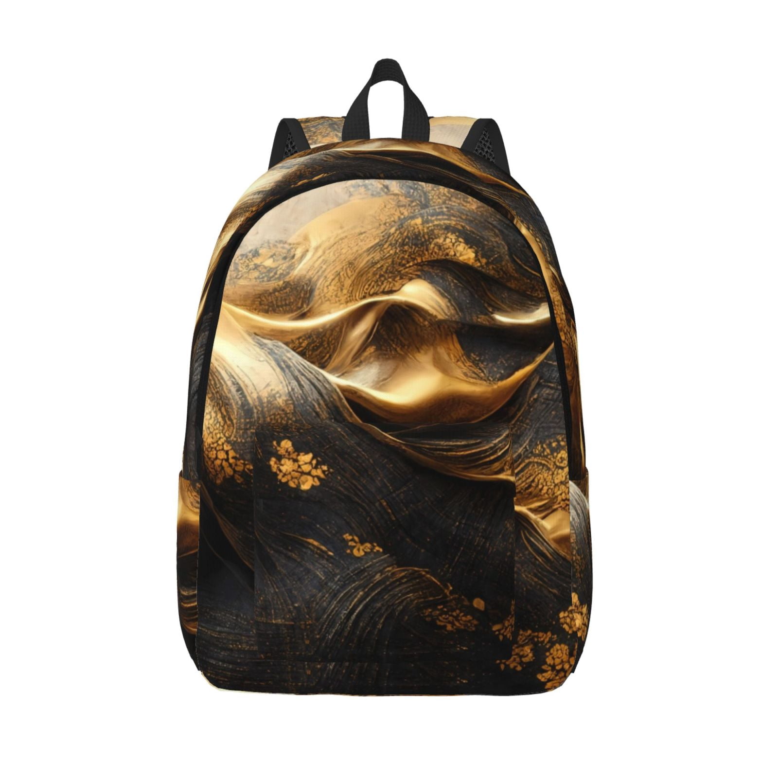 KLL Luxurious Gold Flow Print Travel Laptop Backpack - College Backpack ...
