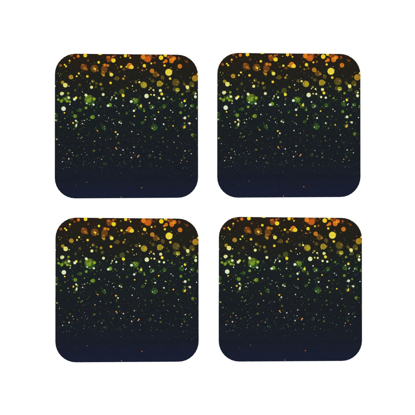 KLL Luxury golden sparkle Drink Coasters Set of 4,PU Leather Absorbent ...