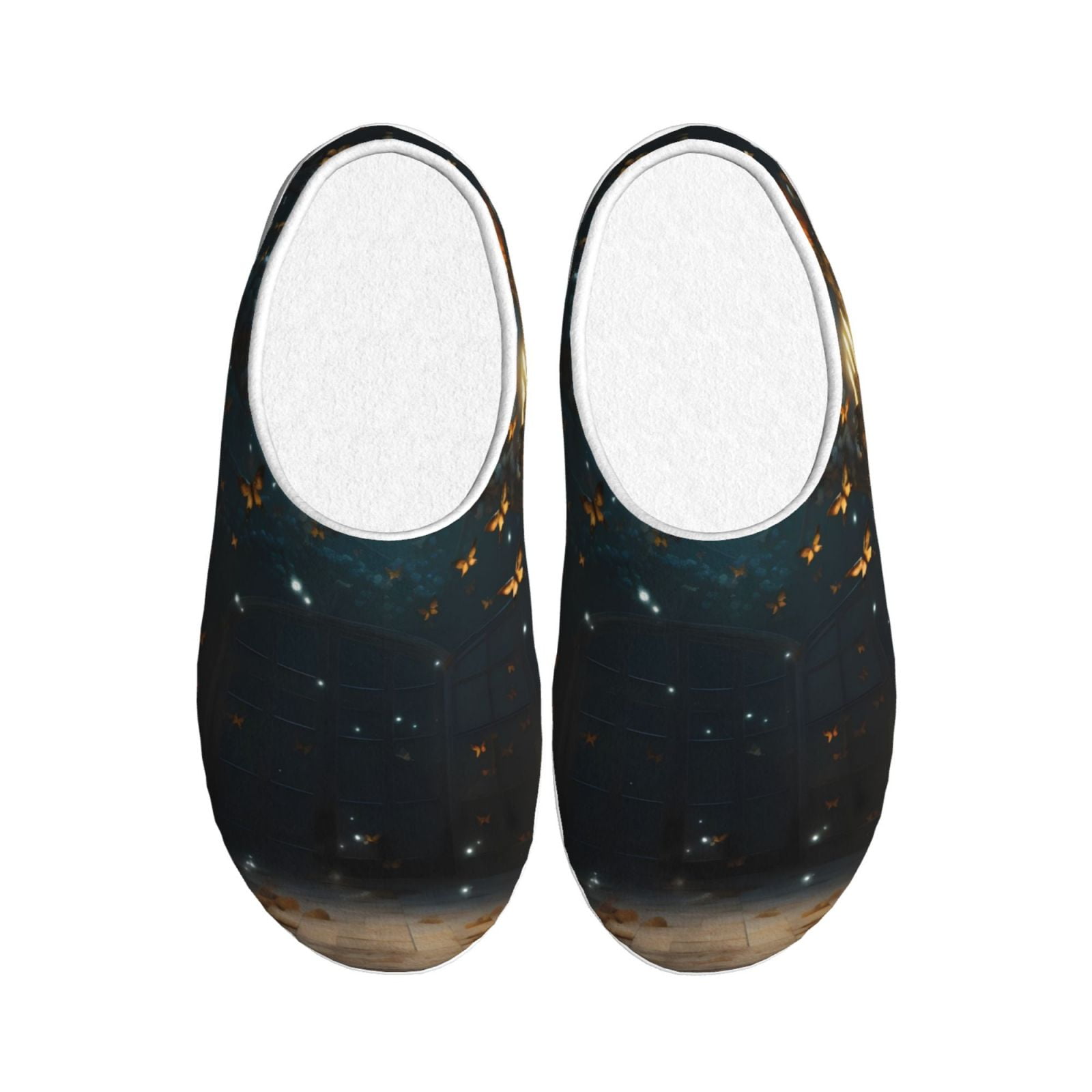 KLL Magical Library Butterfly Night Pattern Adult Unisex Cozy Slippers ...