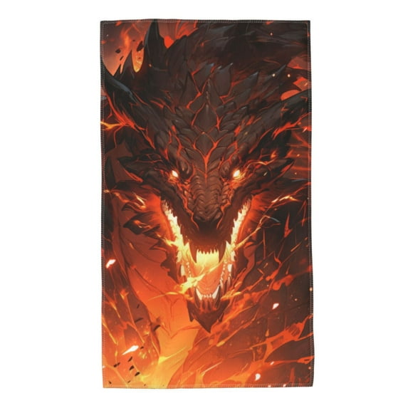 KLL Magma Fire Black Dragon Ultra Absorbent & Soft Hand Towels for Bath ...