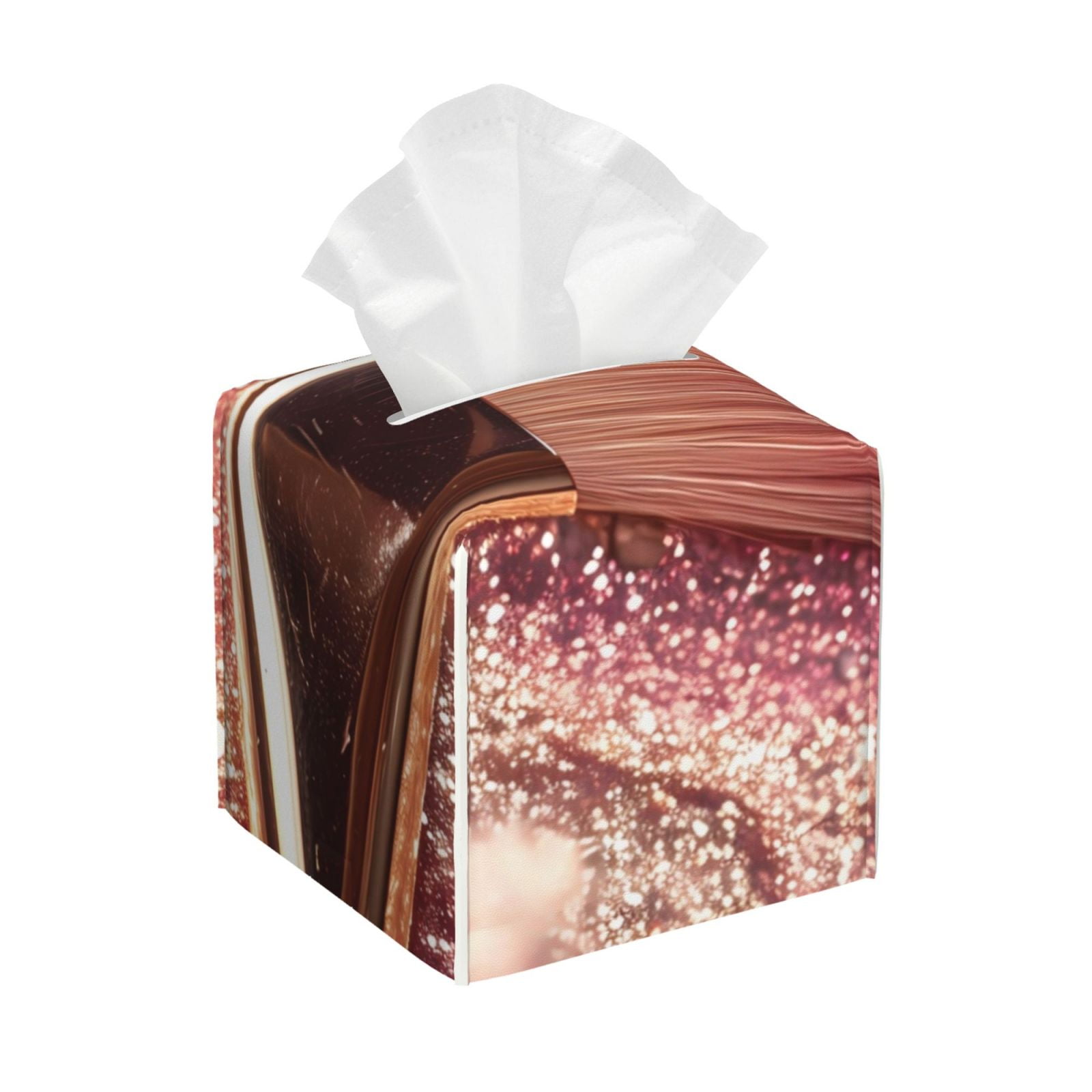 KLL Makeup Brush on Pink Glitter Print Tissue Box Cover,Leather Tissue ...