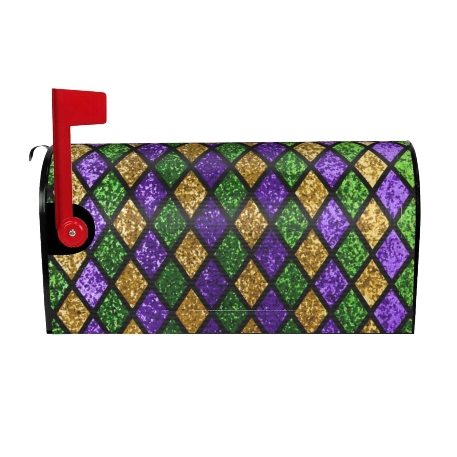 KLL Mardi Gras Shiny Green Purple Pattern Mailbox Covers,Magnetic ...