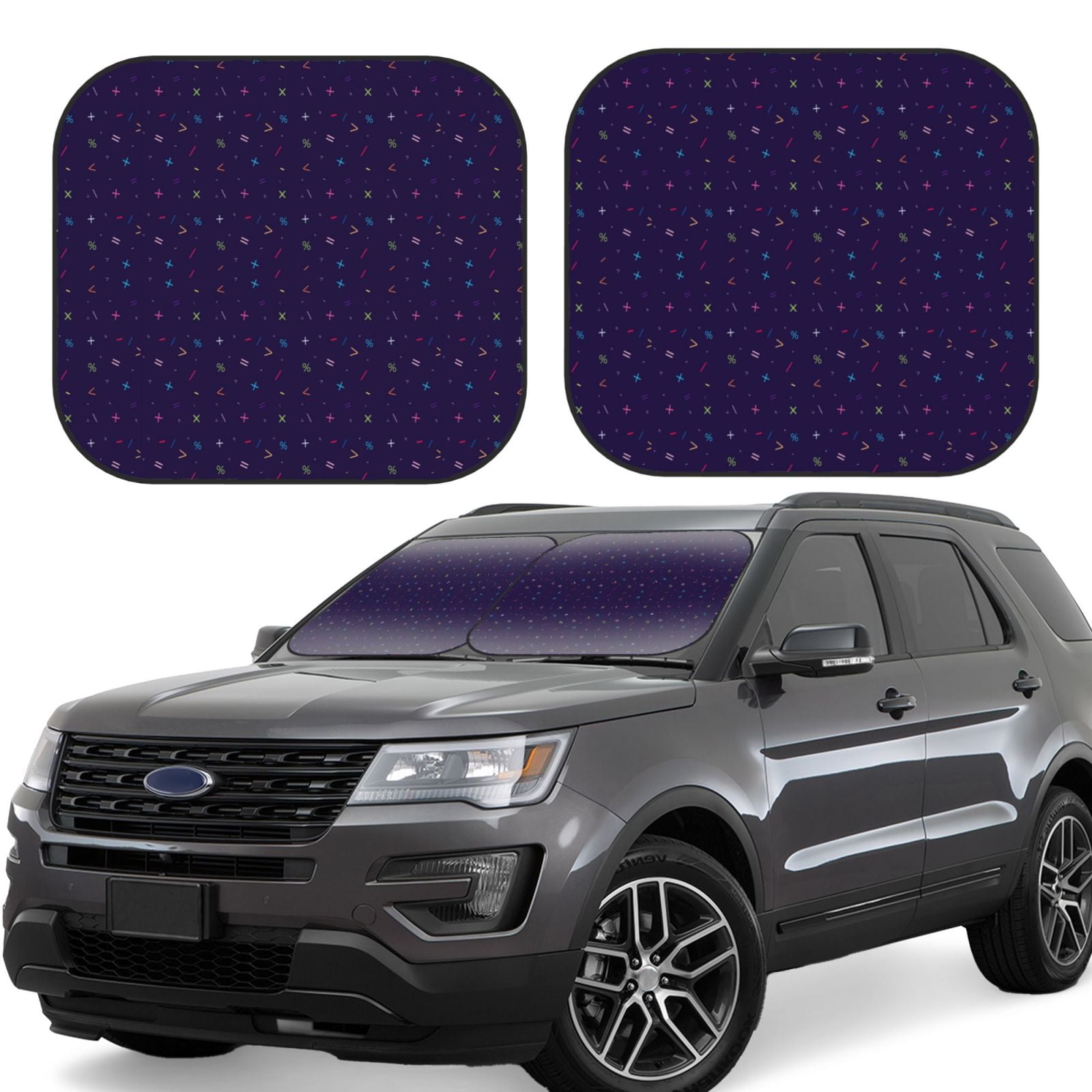 KLL Mathematical Symbols Windshield Sun Shade 2-Piece Foldable Car ...