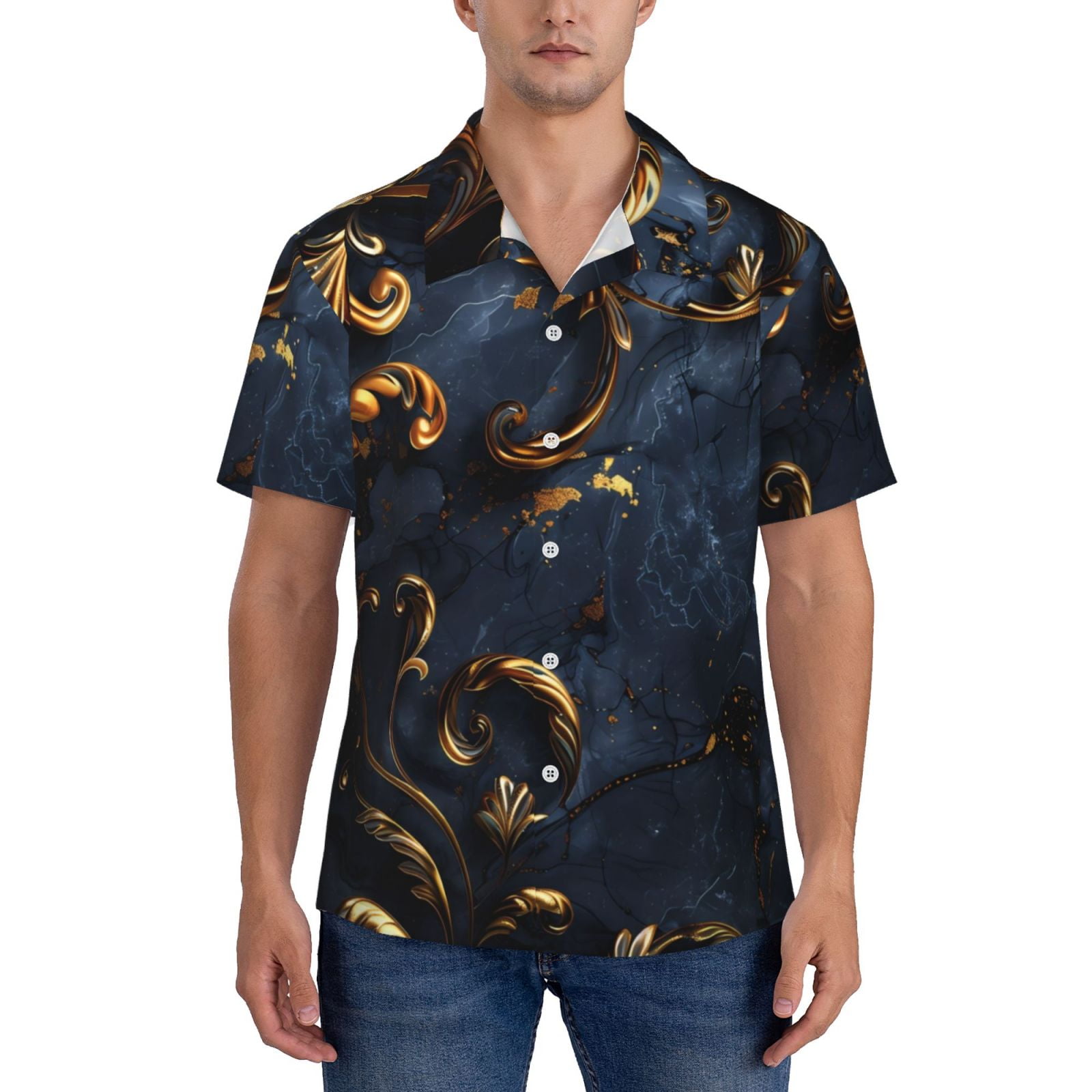 KLL Men's Hawaiian Shirt Short Sleeve Button Down Beach Shirts-Elegant ...