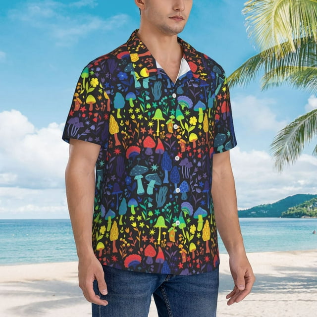 Kll Mens Hawaiian Shirt Short Sleeve Button Down Beach Shirts Magical