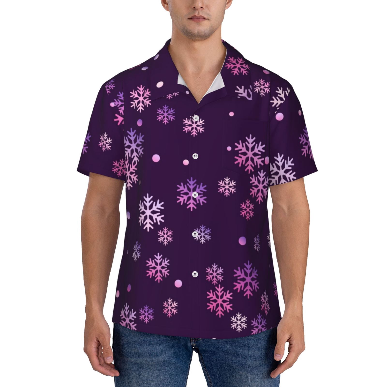 KLL Men's Hawaiian Shirt Short Sleeve Button Down Beach Shirts-Purple ...
