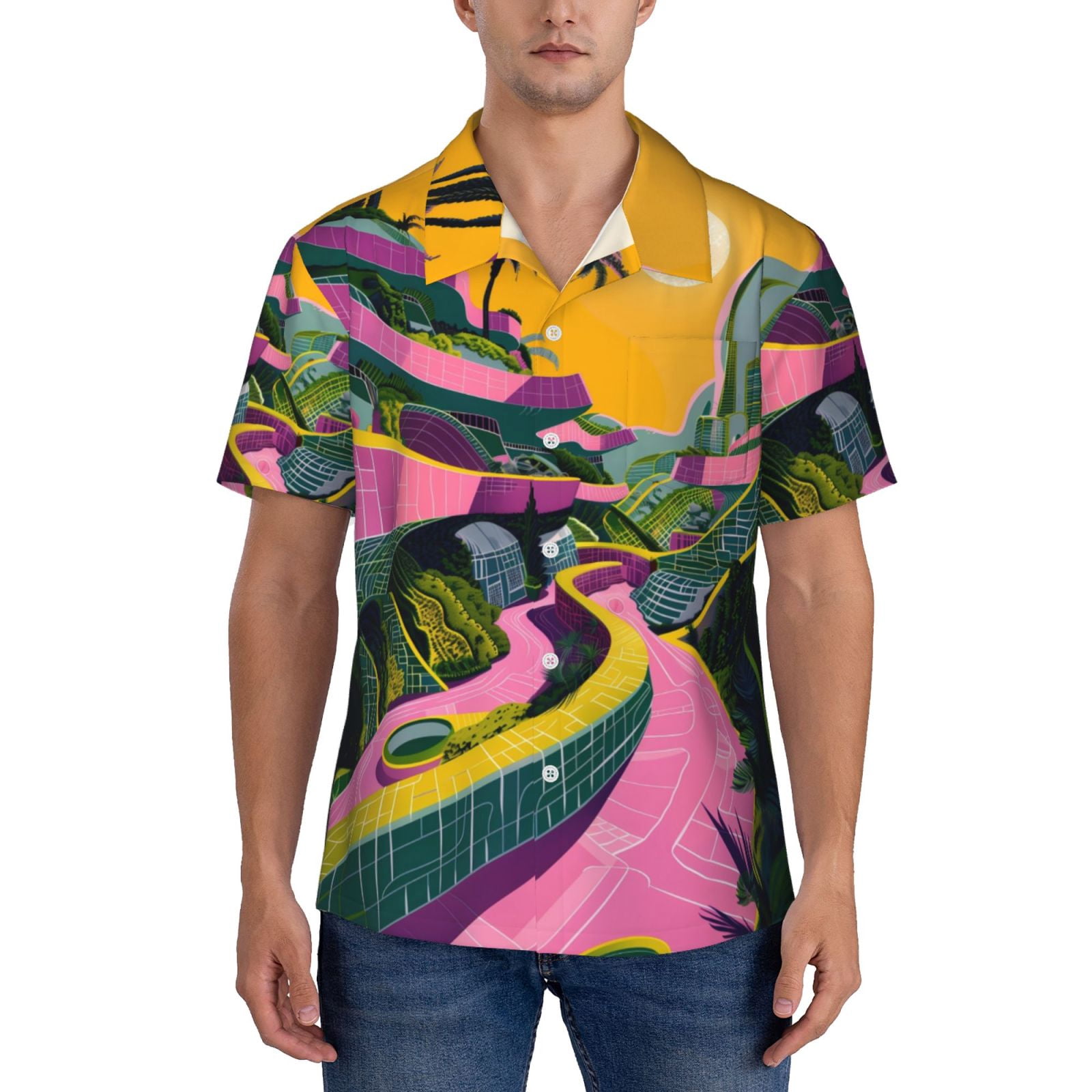 KLL Men's Hawaiian Shirt Short Sleeve Button Down Beach Shirts-Retro ...