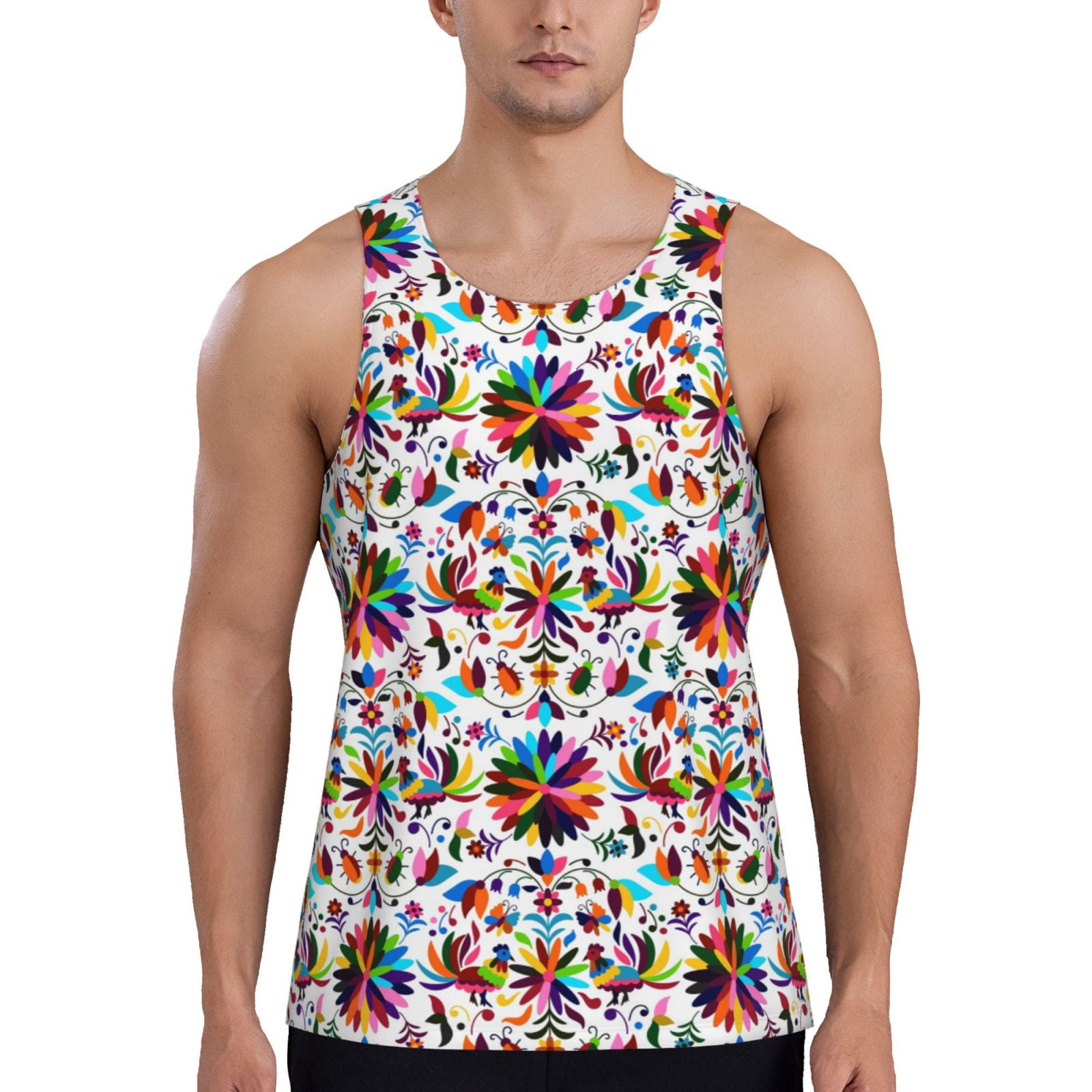 KLL Mexican Bright Style Print Men's Muscle Gym Workout Stringer Tank ...