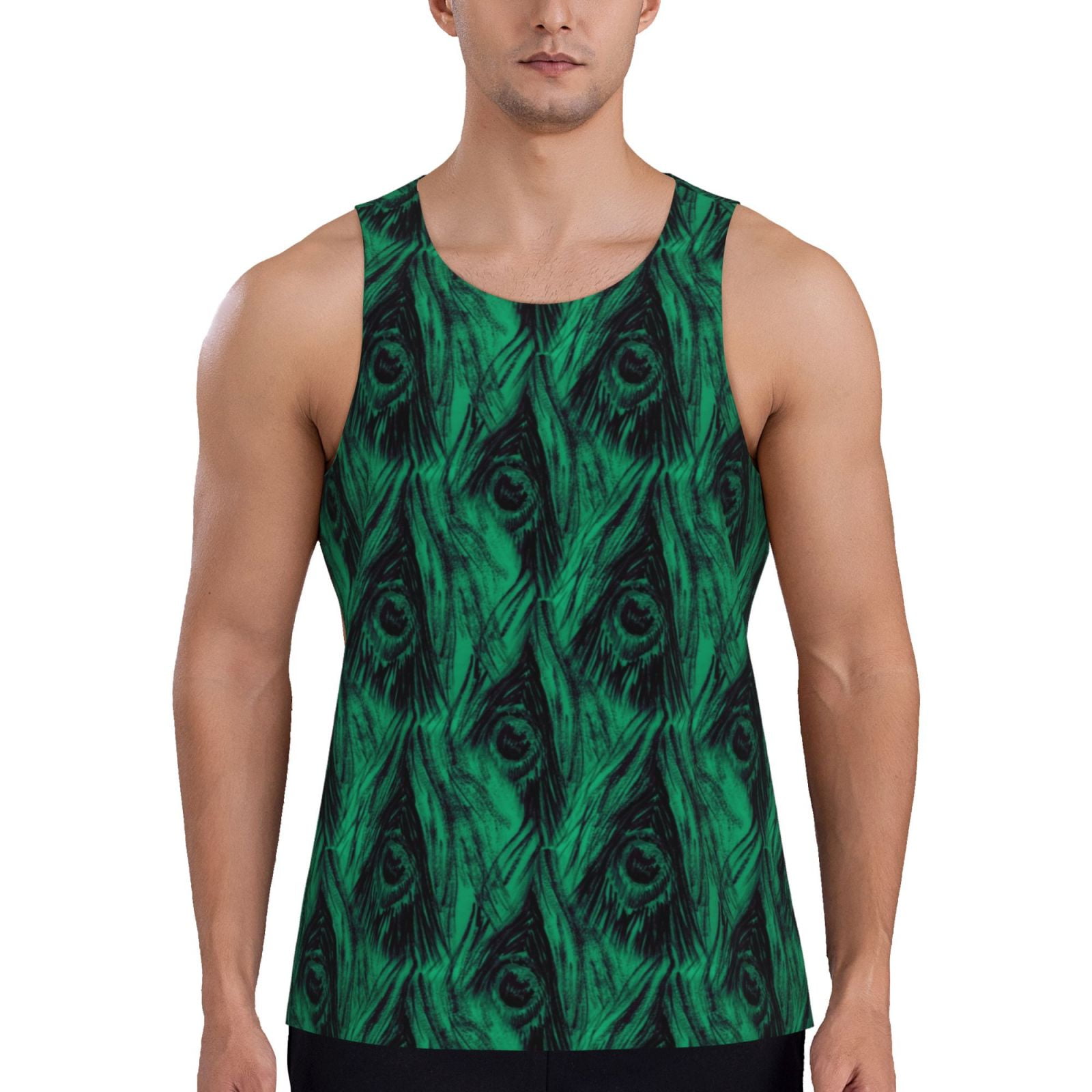 KLL Mint Bird Feathers Print Men's Muscle Gym Workout Stringer Tank ...