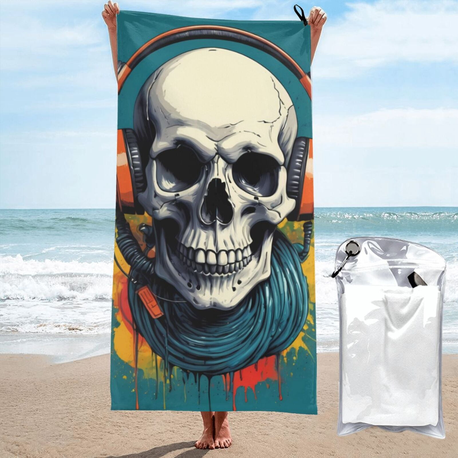 KLL Modern Hip-Hop Skull Microfiber Beach Towel Fast Drying,Extra Large ...