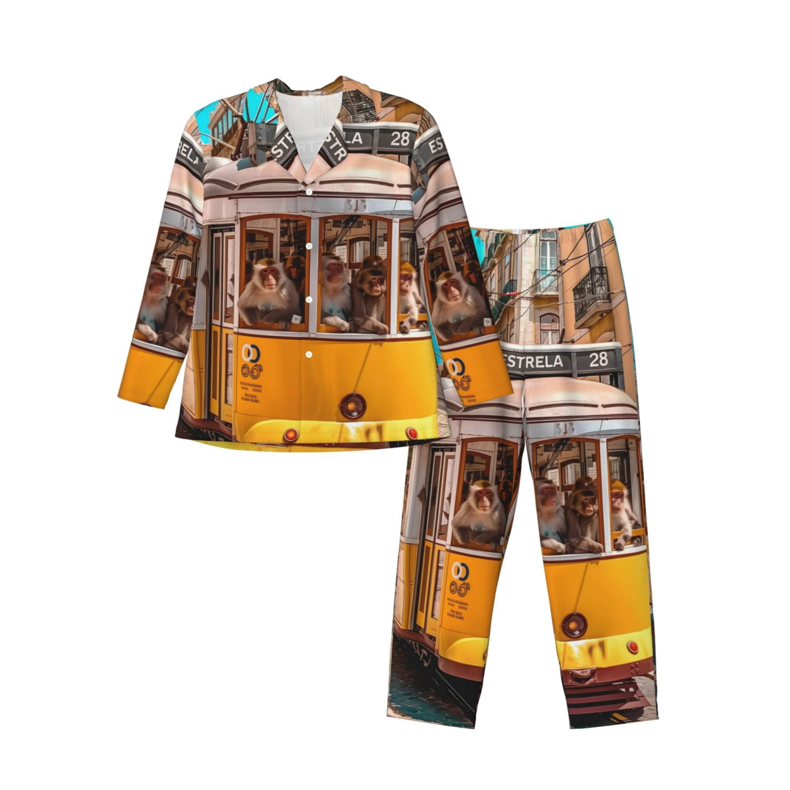 KLL Modern Urban Monkey Sleepwear Mens Flannel Pajamas,Long Cotton Pj ...