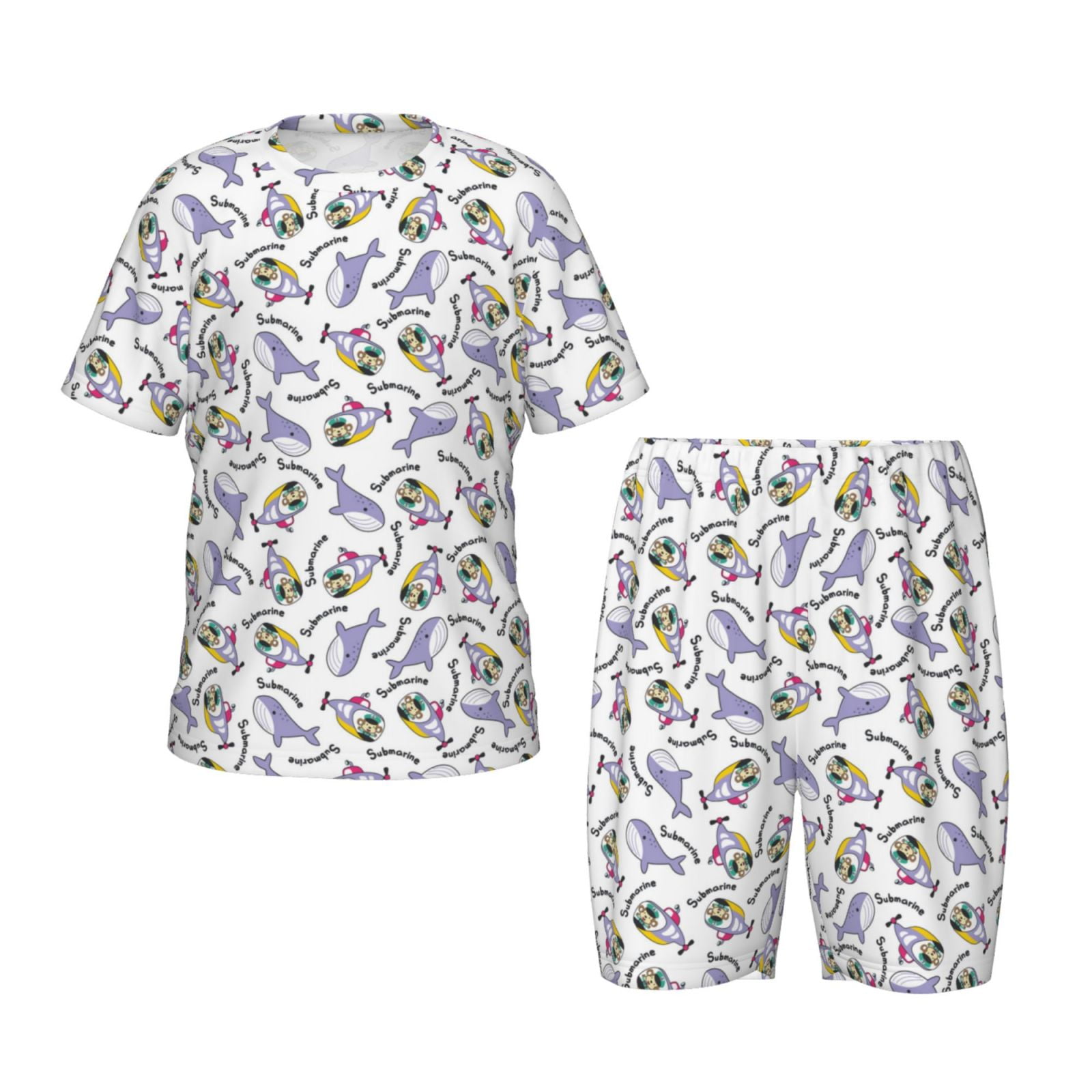 KLL Monkey Submarine Captain Print Kids' Short-Sleeved Pajama Set,Soft ...