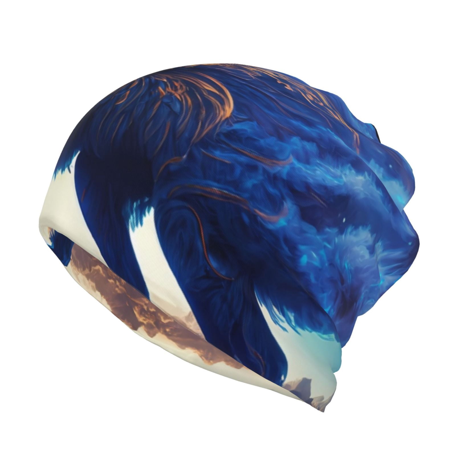KLL Moonlit Blue Wolf Pirnt Wicking Running Beanie Head Wrap Cycling ...