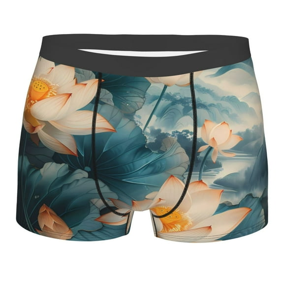 KLL Mountain Lotus Serenity Men's Cotton Boxer Briefs Underwear-Medium ...