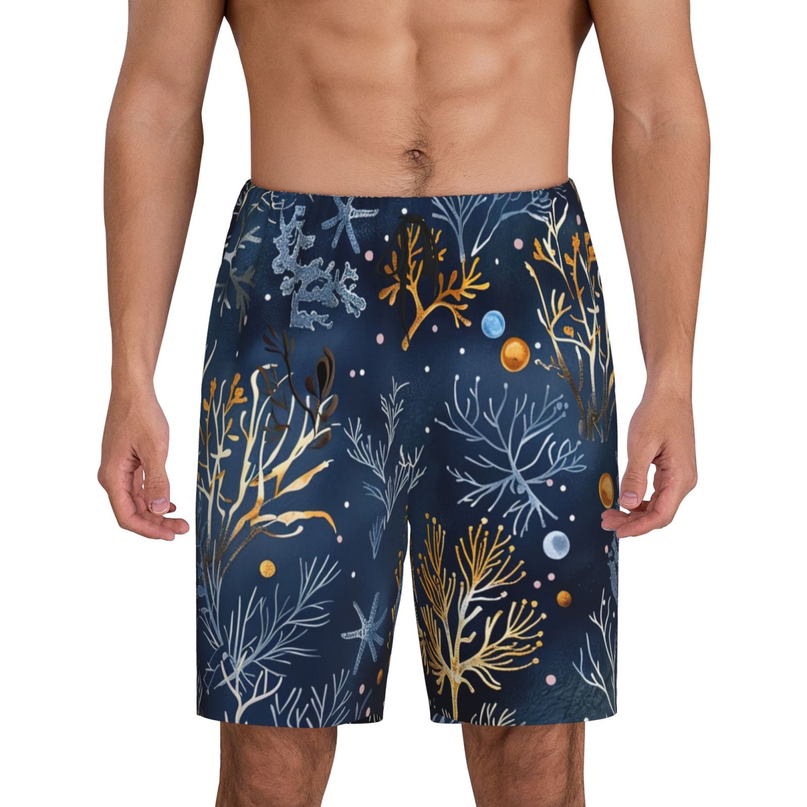 KLL Mystical Underwater Coral Scene for Men's 1-Pack Shorts,Sleep Pajama Shorts for Men Soft Pj ...