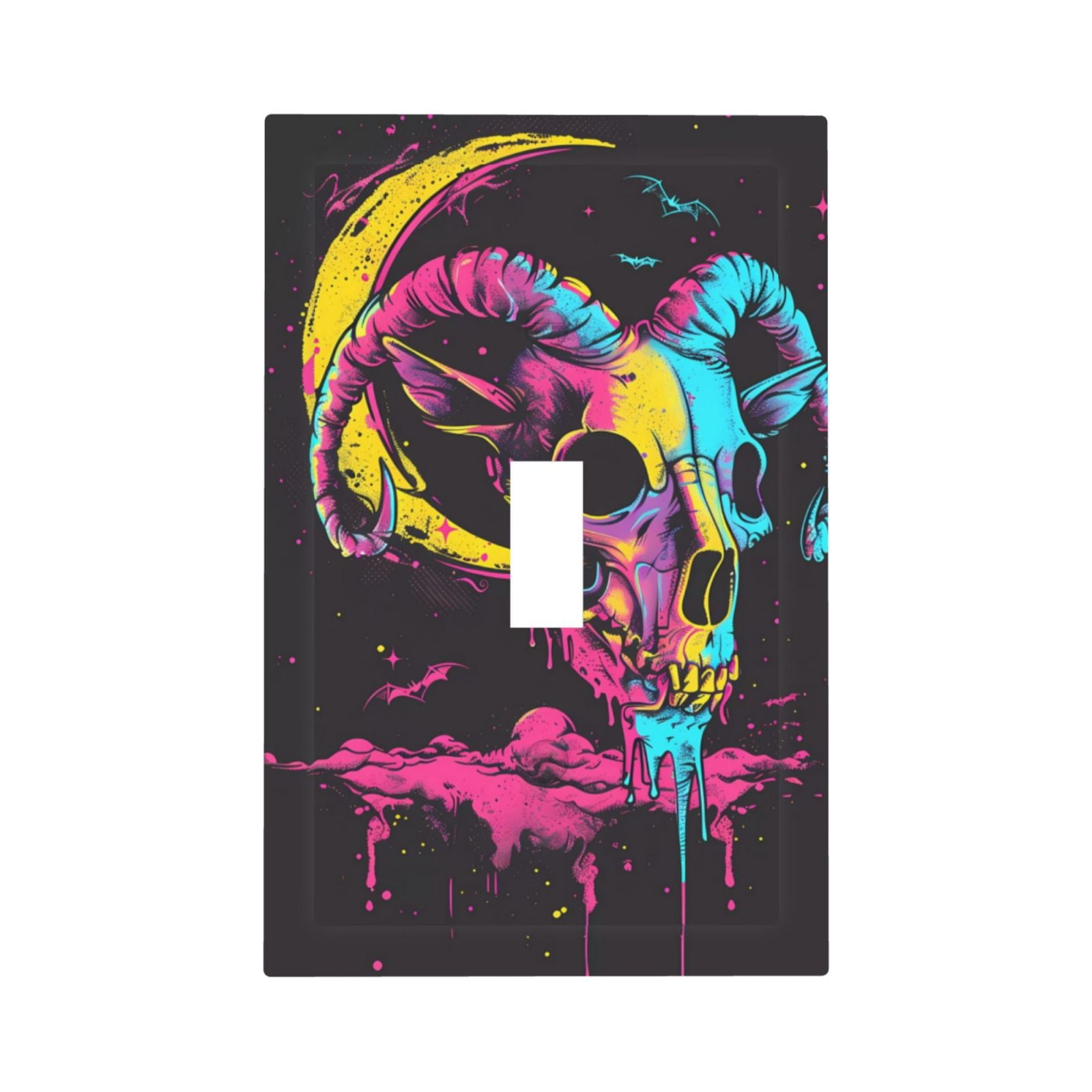 KLL Neon Gothic Skull Moon Pattern Electrical Outlet Covers, 3" x 5" 1 ...