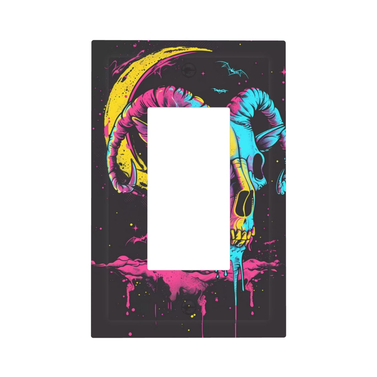 KLL Neon Gothic Skull Moon Pattern Electrical Outlet Covers, 3" x 5" 1 ...