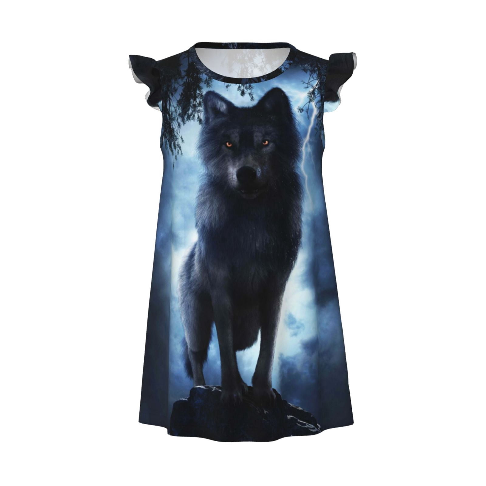 KLL Night Scene of Wolves Print Girls Nightgowns Pajamas for Girl ...