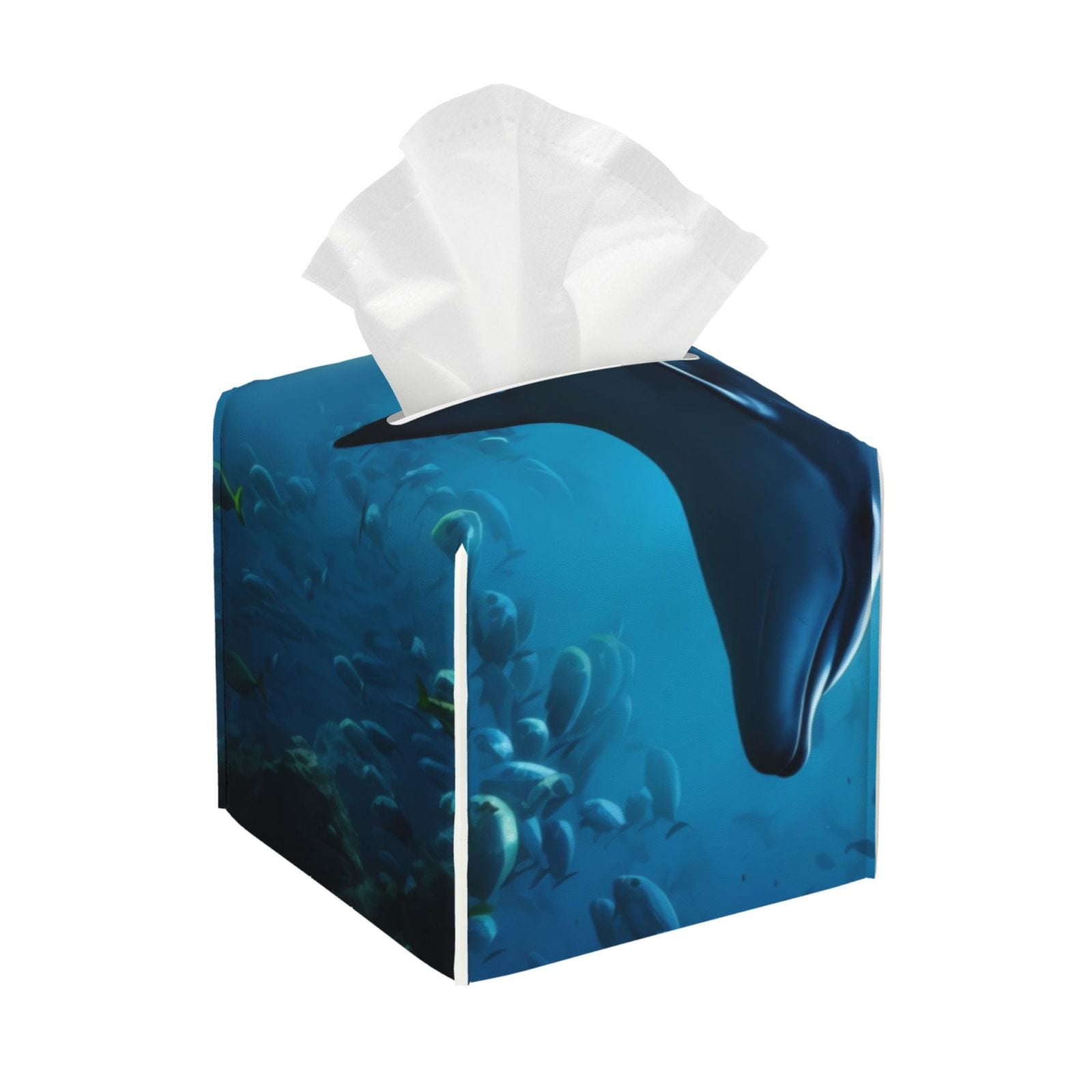 KLL Ocean Dolphin Fish School Print Tissue Box Cover,Leather Tissue ...