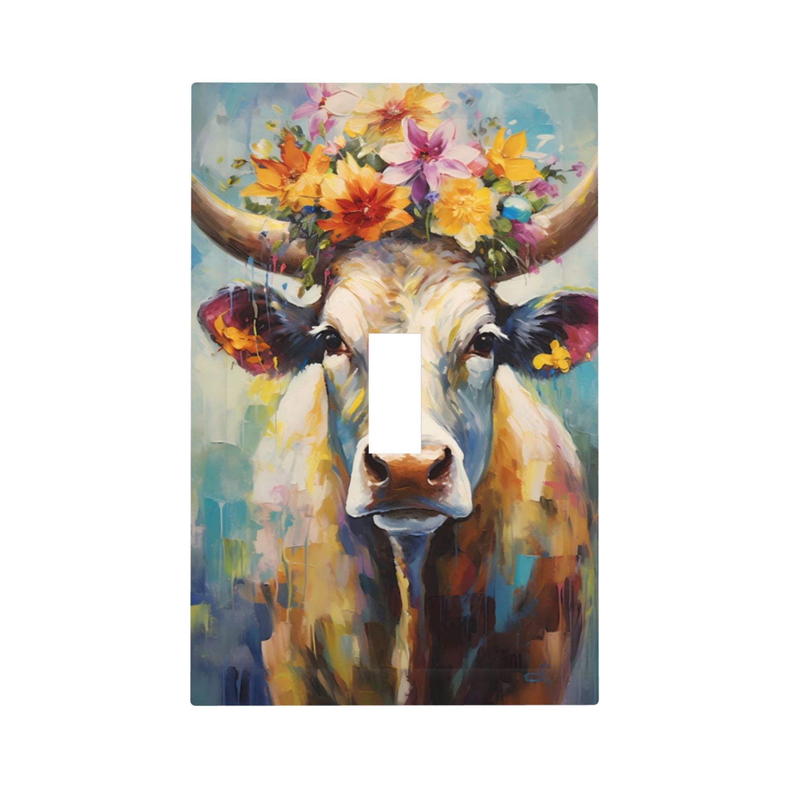 KLL Oil Painting Flower Cow Pattern Electrical Outlet Covers, 3" x 5" 1 ...