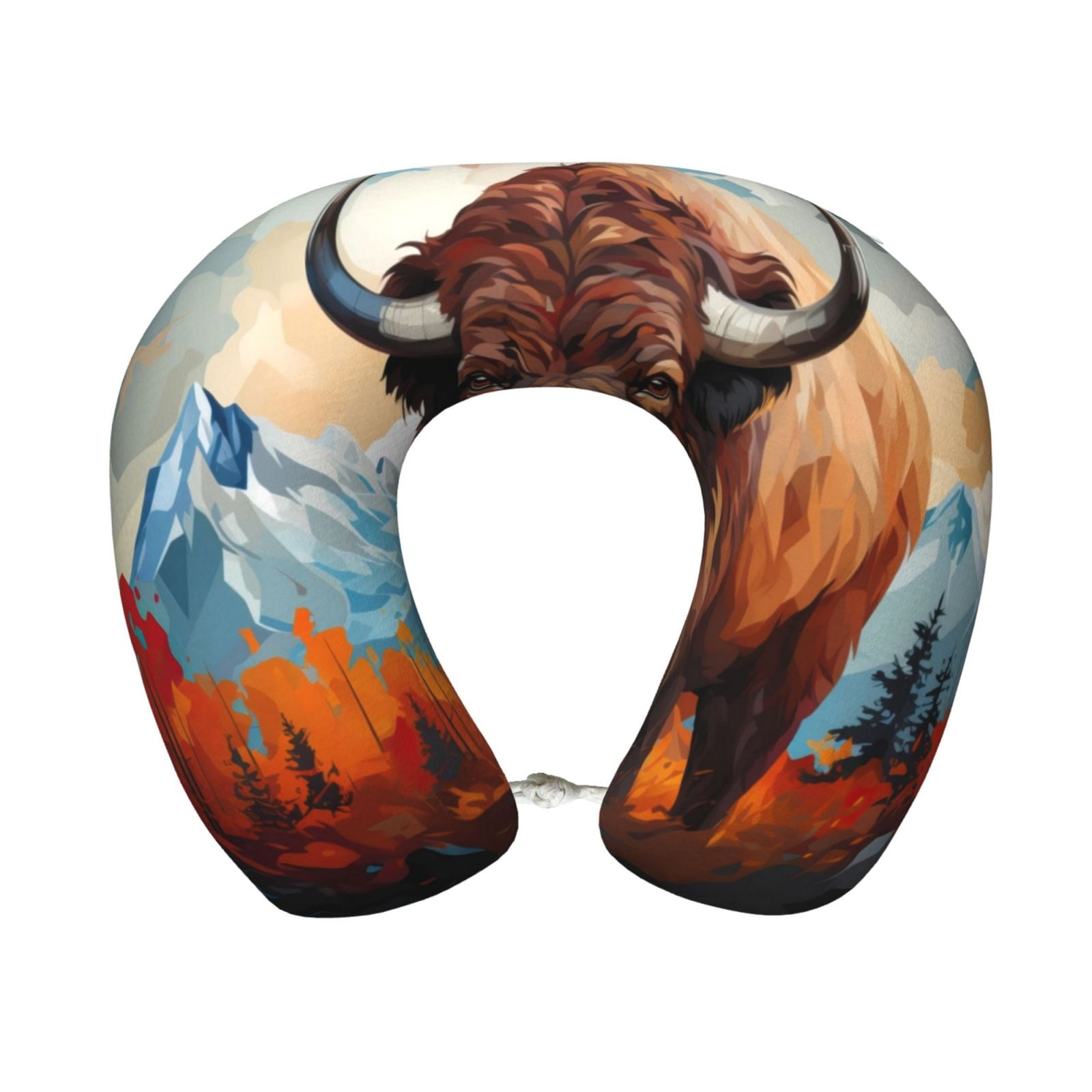 KLL Oil Painting Style Iceberg Yak Pattern Memory Foam Cervical Neck ...