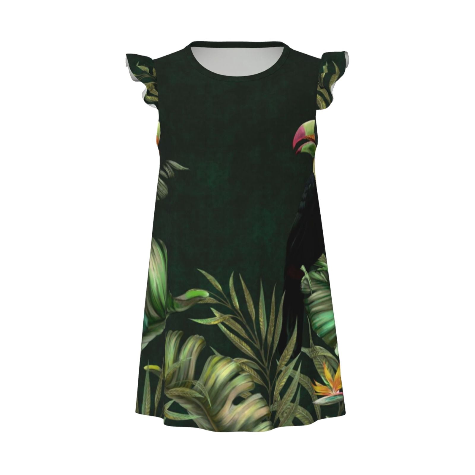 KLL Palm Leaves And Exotic Birds Print Girls Nightgowns Pajamas for ...