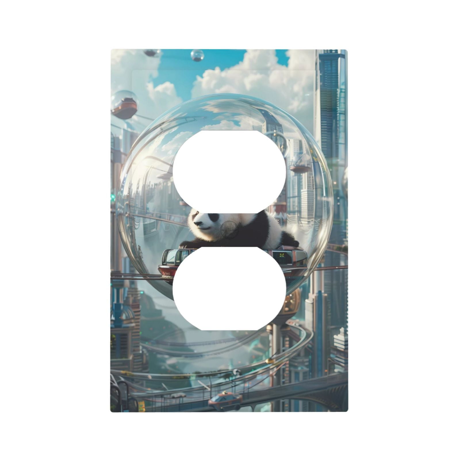 KLL Panda In Futuristic City Pattern Electrical Outlet Covers, 3" x 5 ...