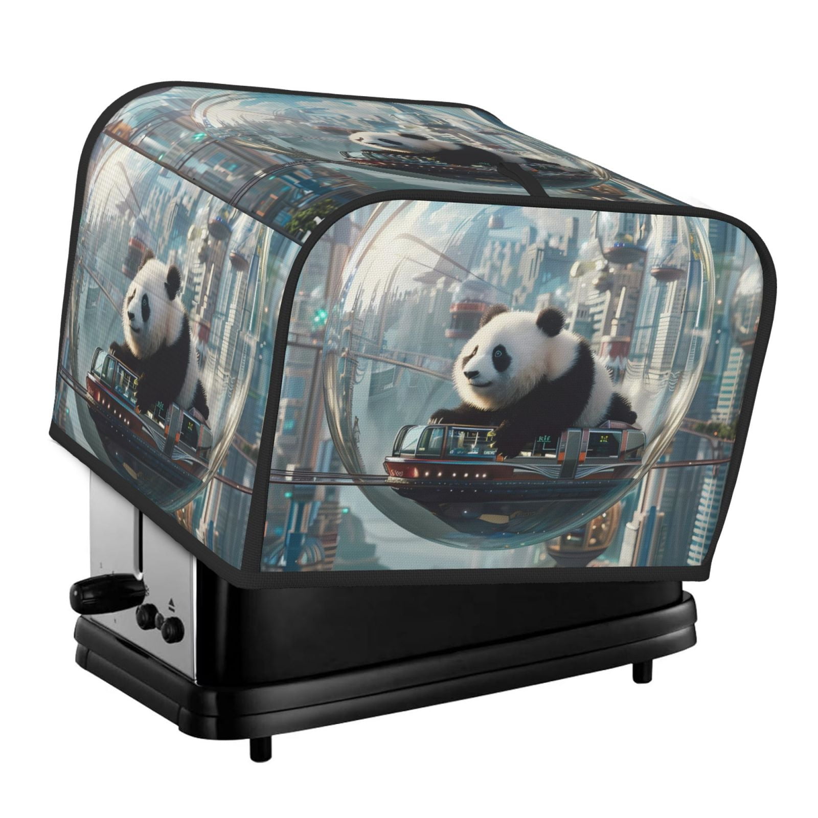 KLL Panda In Futuristic City Print 4 Slice Toaster Dust Covers Kitchen ...
