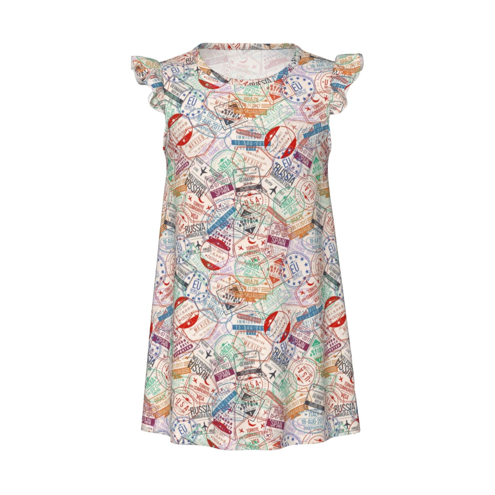 KLL Passport Stamp Print Girls Nightgowns Pajamas for Girl Sleepwear ...