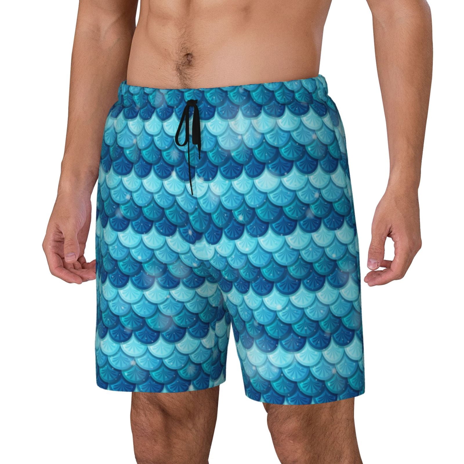 KLL Pearlescent Scales for Mens Swim Trunks Quick Dry Swim Shorts with ...
